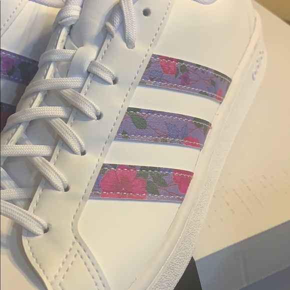 adidas | Shoes | Adidas Grand Court Tennis Floral Pink Flow | Poshmark